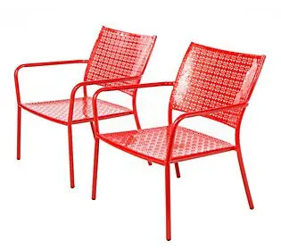 ALFRESCO HOME Set Of 2 Wrought Iron Outdoor Sta Cking Chairs - One-color