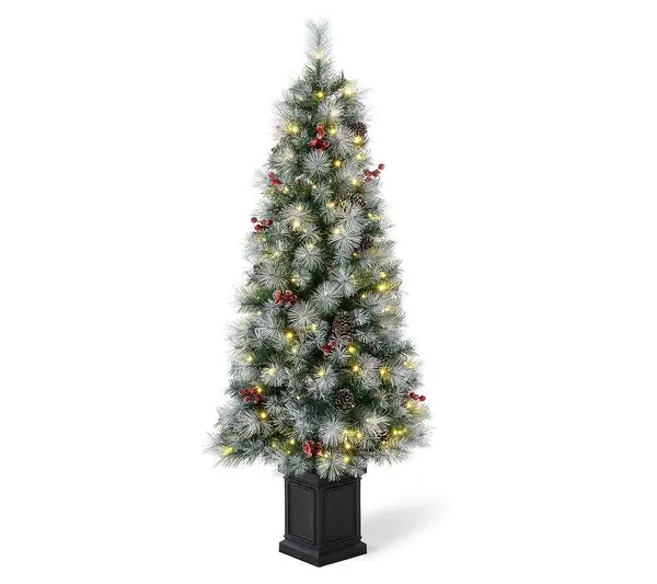 GLITZHOME 5' Pre-lit Pine Artificial Christmas Orch Tree - One-color