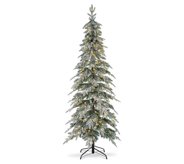 GLITZHOME 7.5' Pre-lit Pencil Spruce Christmas Tree - One-color