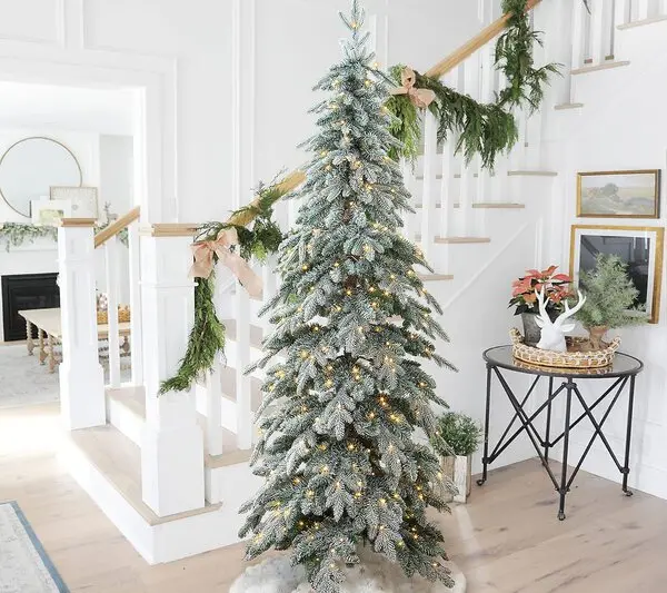 GLITZHOME 7.5' Pre-lit Pencil Spruce Christmas Tree