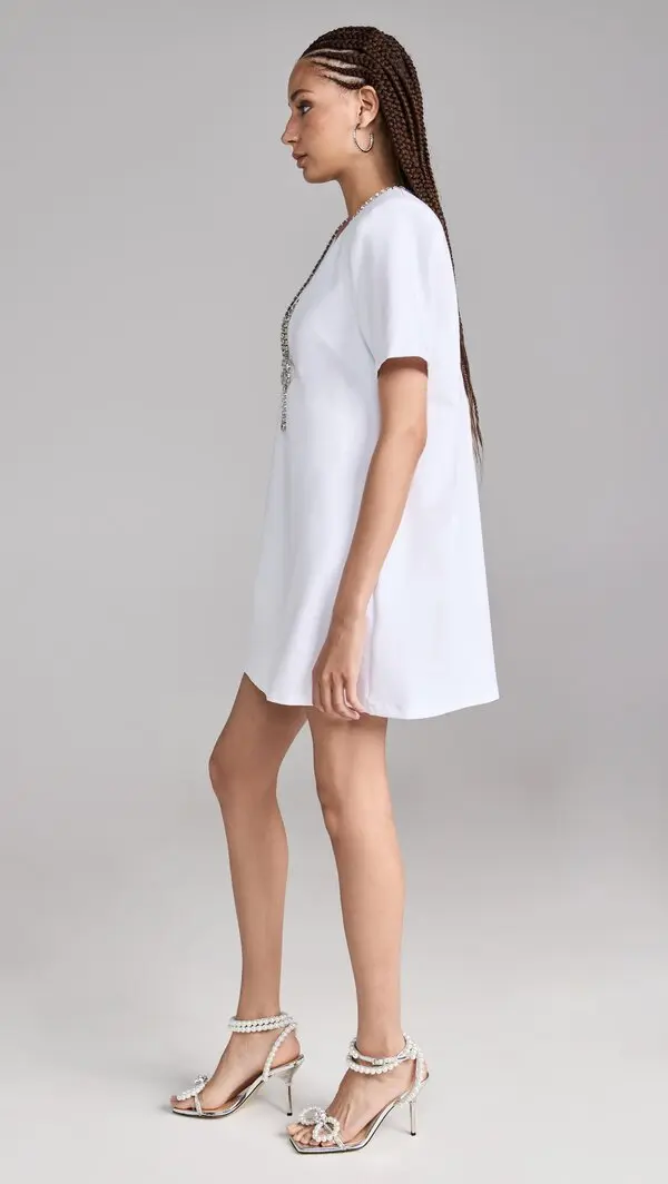 AREA Crystal Bow Ponte T-shirt Dress