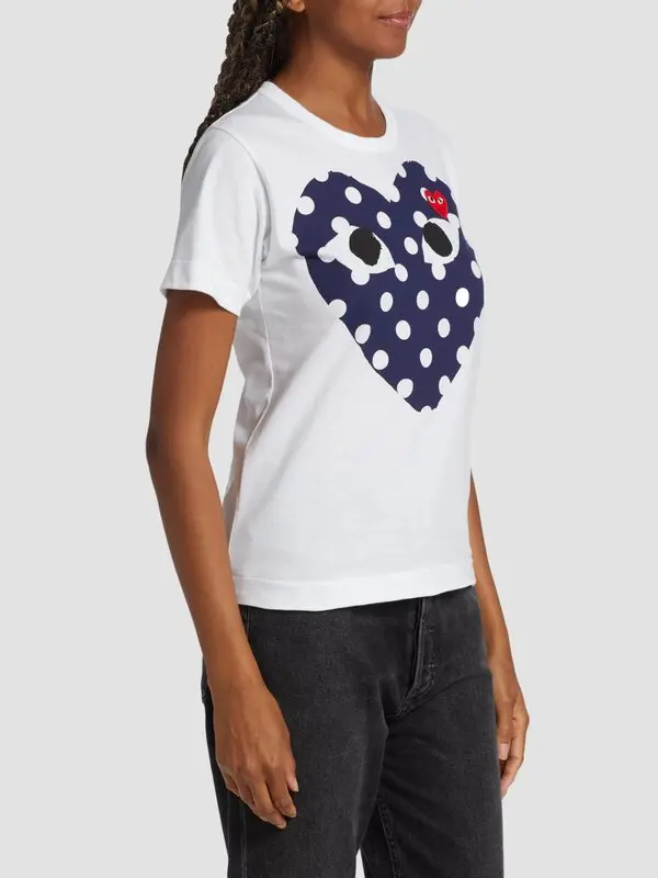 Play Comme Des Garcon Polka Dot Heart-print Cotton Jersey T-shirt