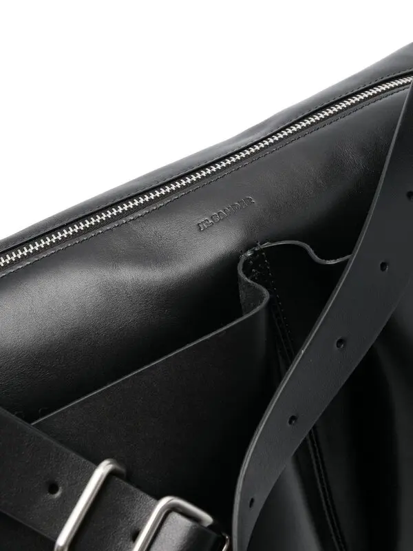 Jil Sander Pilot Leather Crossbody Bag - Black | Editorialist