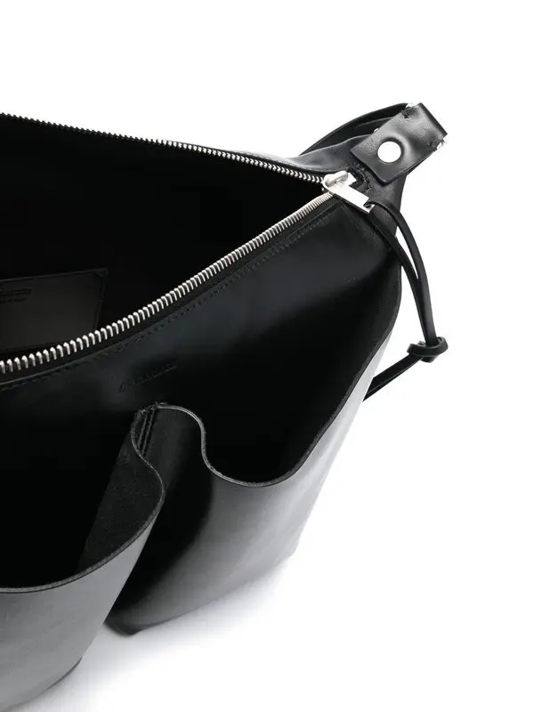 Jil Sander Pilot Leather Crossbody Bag - Black | Editorialist