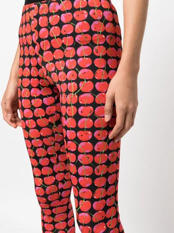 La DoubleJ Cherry-print Mid-rise Leggings - Black