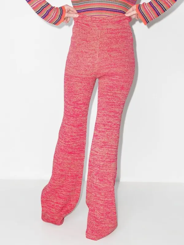 Remain Birger Christensen Rib-knit Wide-leg Trousers - Pink
