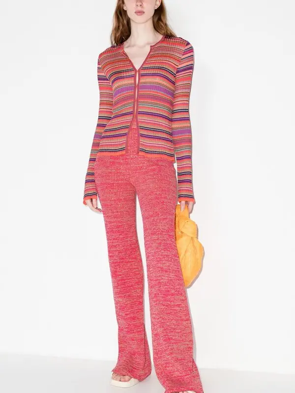 Remain Birger Christensen Rib-knit Wide-leg Trousers - Pink