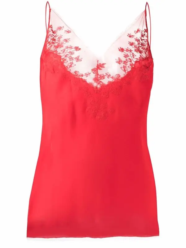 Carine Gilson Floral-embroidered Top - Red
