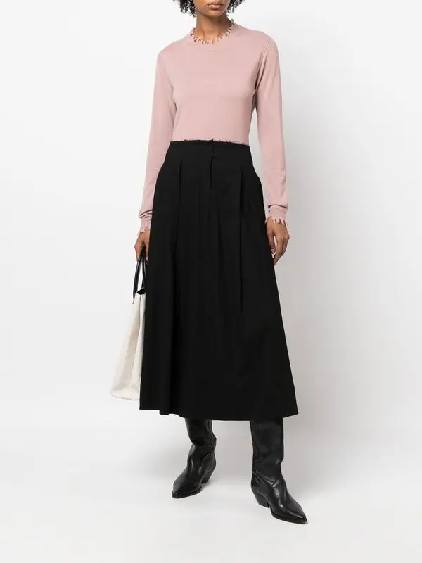 UMA WANG Raw-edge Pleated Long Skirt