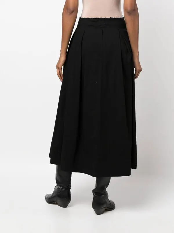 UMA WANG Raw-edge Pleated Long Skirt