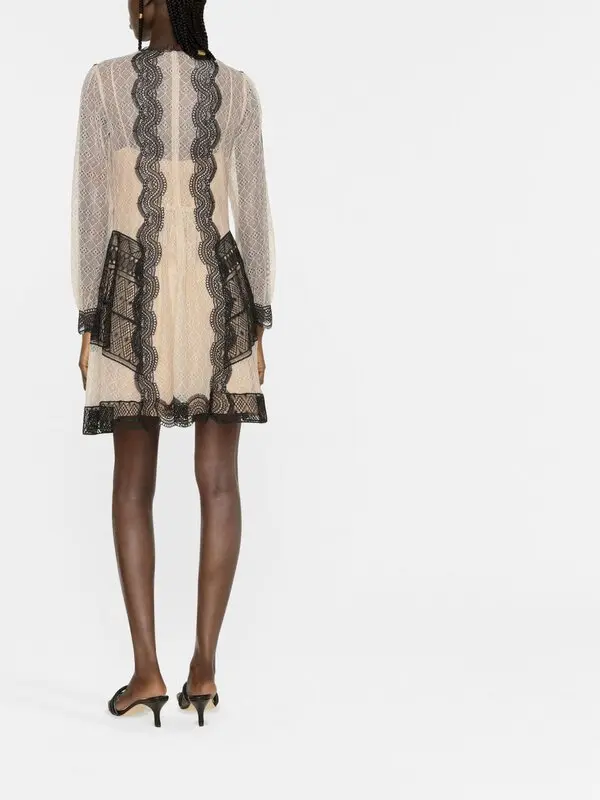 Alberta Ferretti Lace Panel Mini Dress