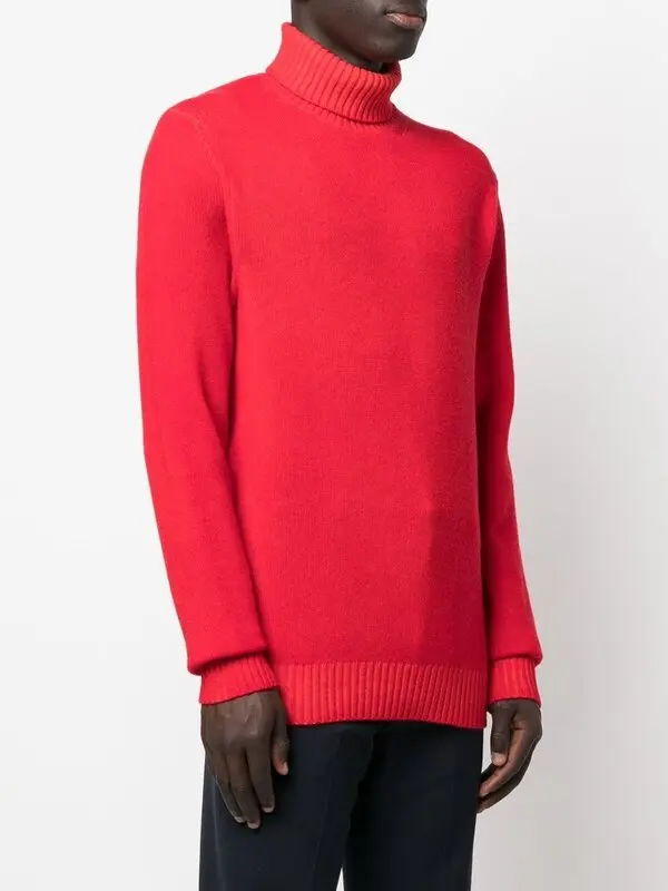 Malo Fine-knit Rollneck Jumper - Red