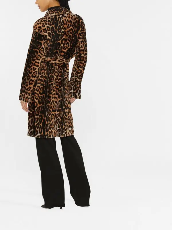 YVES SALOMON Leopard Print Coat - Brown