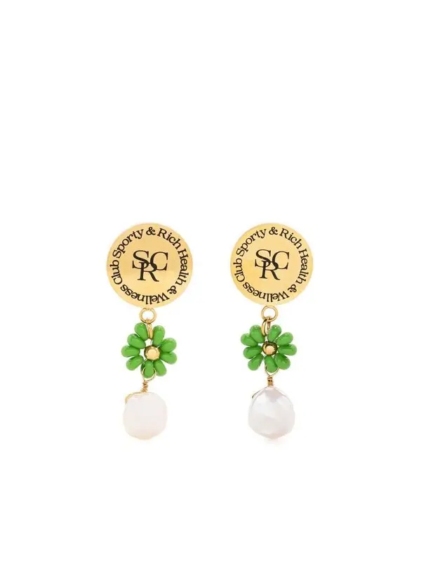 SPORTY & RICH Pearl Resin Drop Earrings - Green