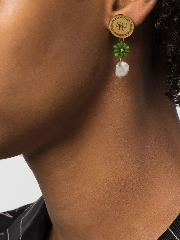 Sporty & Rich Pearl Resin Drop Earrings