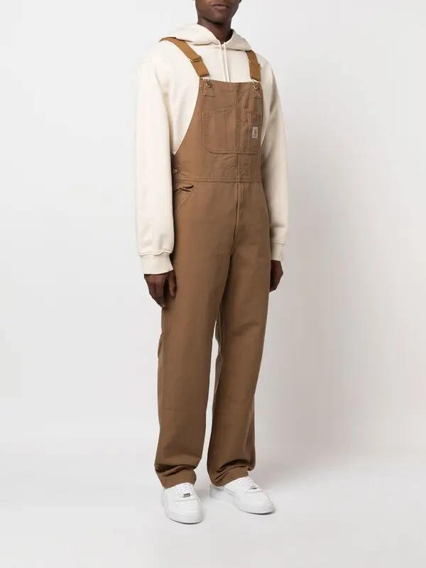 Carhartt Work In Progress Logo-patch Straight-leg Dungarees - Brown