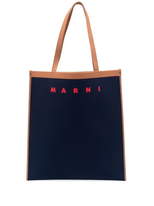 Marni Intarsia-logo Tote Bag - Blue