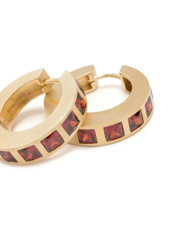 Tom Wood Plated Sterling Silver Garnet Hoop Earrings