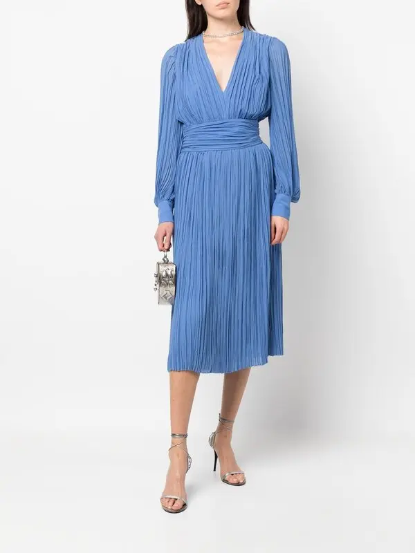 Rochas Plissé-detail Midi Dress