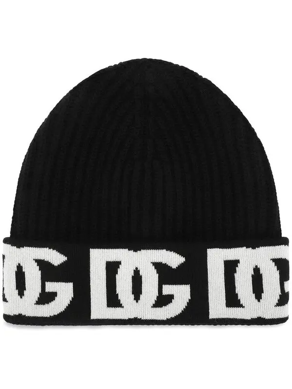 Dolce & Gabbana Jacquard Logo Beanie - Black