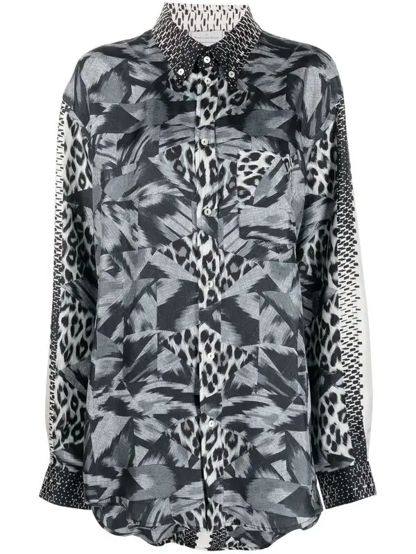 PIERRE-LOUIS MASCIA Abstract-print Silk Shirt