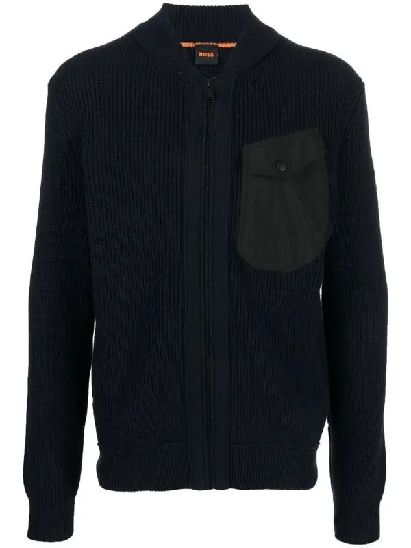 BOSS Zipped-up Knit Cardigan