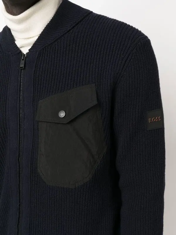 BOSS Zipped-up Knit Cardigan