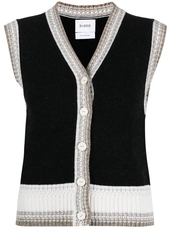 BARRIE Sleeveless Cashmere Cardigan - Black