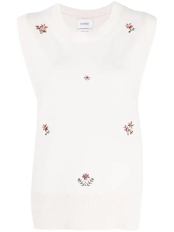 BARRIE Floral Embroidered Cashmere Top