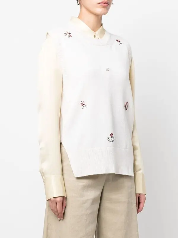BARRIE Floral Embroidered Cashmere Top