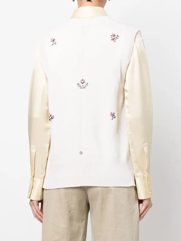 BARRIE Floral Embroidered Cashmere Top