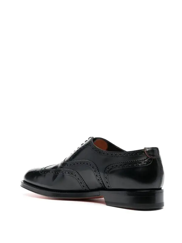Santoni Leather Lace-up Oxford Shoes - Black