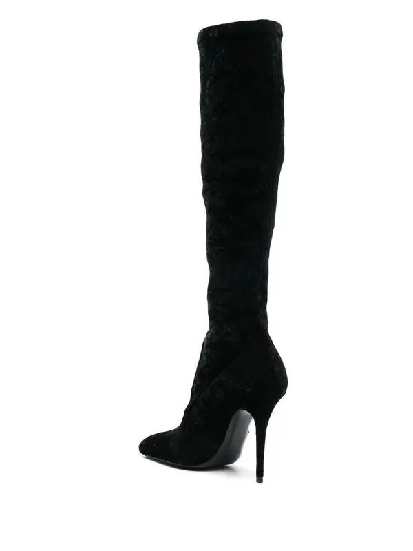 Saint Laurent Ella Velvet Thigh-high Boots