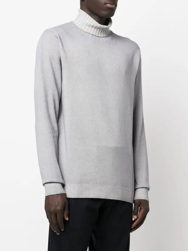 Malo Fine-knit Roll-neck Jumper - Grey