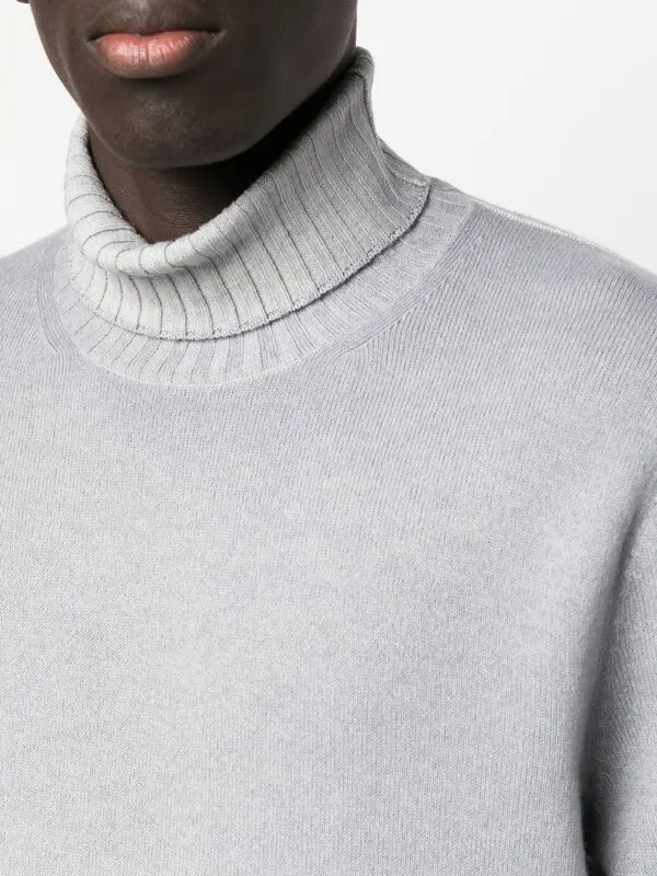 Malo Fine-knit Roll-neck Jumper - Grey