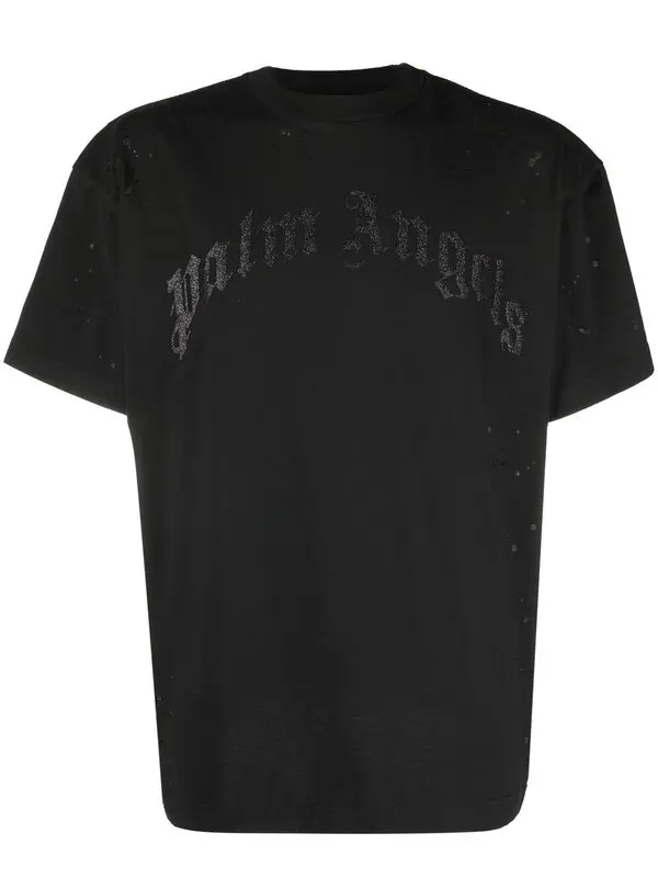 Palm Angels Logo-Print T-Shirt In Black | Editorialist