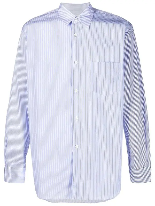 Comme Des Garçons Stripe-print Long-sleeve Shirt - Blue
