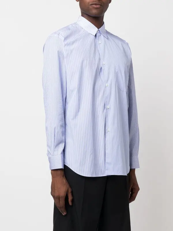 Comme Des Garçons Stripe-print Long-sleeve Shirt - Blue