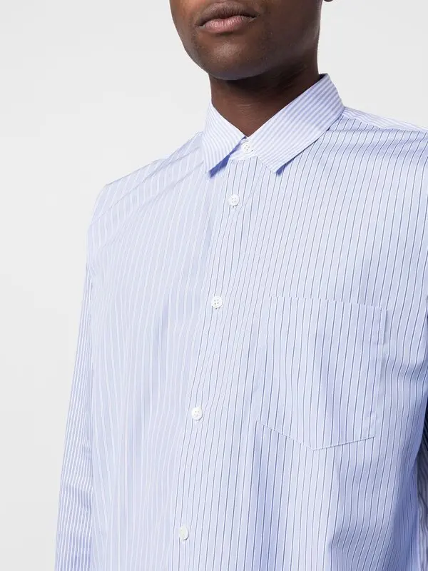 Comme Des Garçons Stripe-print Long-sleeve Shirt - Blue