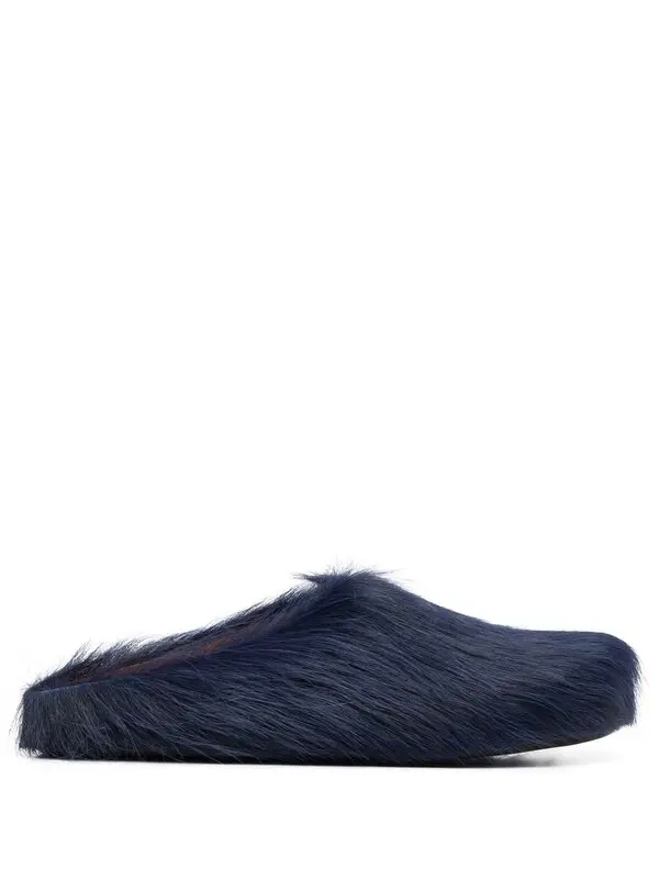 Marni Fussbet Sabot Calf-hair Slippers - Blue