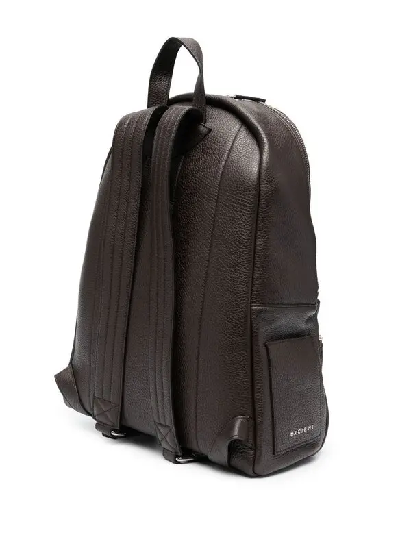 ORTIGNI Leather Backpack With Logo Plaque - Brown