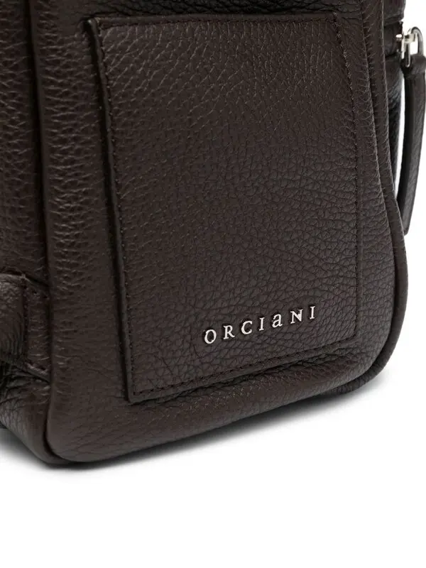 ORTIGNI Leather Backpack With Logo Plaque - Brown