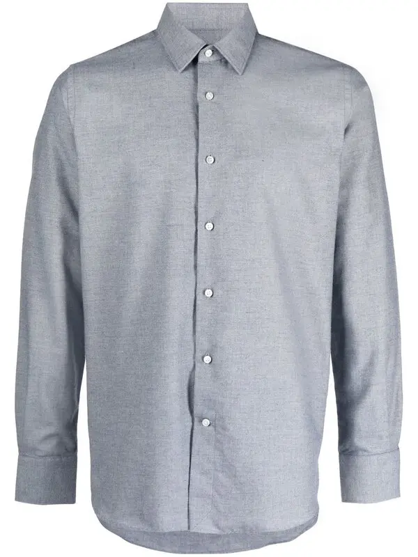 Canali Buttoned-up Long-sleeved Shirt - Blue
