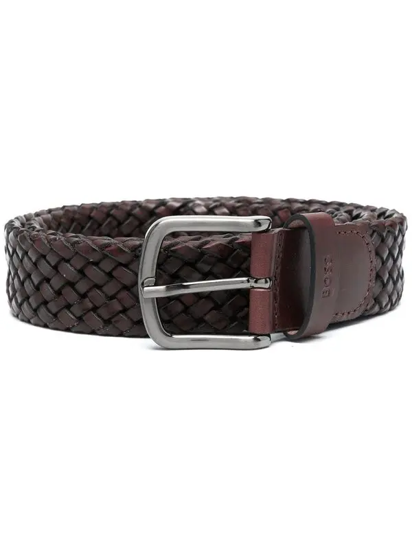 BOSS Braided Leather Belt - Brown