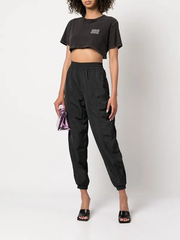 Alexander Wang Acid-Wash Crop T-Shirt - Grey | Editorialist