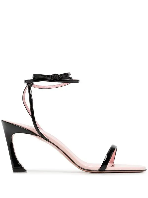 PIFERI 70mm Patent Leather Ankle Strap Sandals - Black