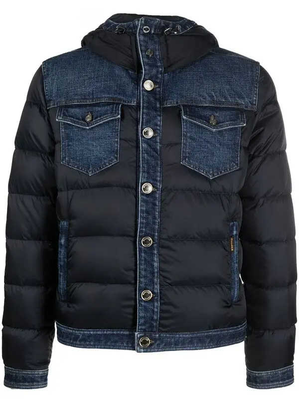 MOORER Button-up Padded Jacket - Blue