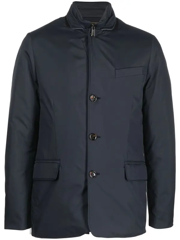 MOORER Single-breasted Padded Jacket - Blue