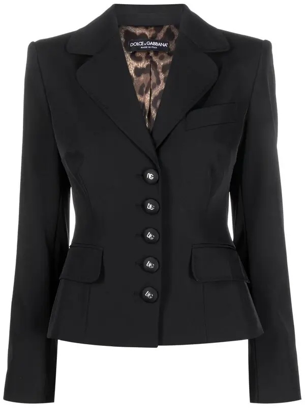 Dolce & Gabbana Logo-plaque Button-fastening Blazer - Black
