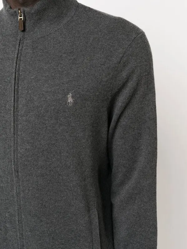 Polo Ralph Lauren Embroidered-logo Zip-up Cardigan - Grey